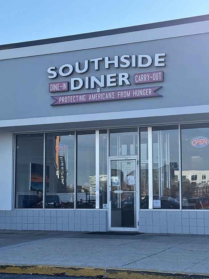 Those clean lines and welcoming neon "OPEN" sign invite you in for no-nonsense comfort classics.