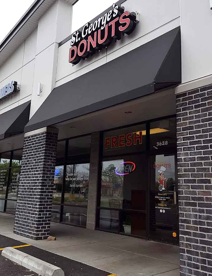 That bold red signage and "FRESH" promise in the window deliver exactly what your morning commute desperately needs.