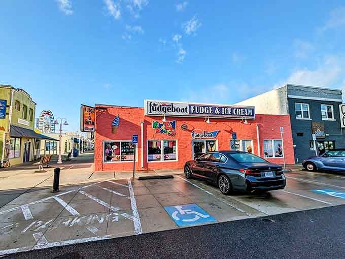 Blue skies, fresh fudge, and a storefront that looks like it stepped out of a seaside postcard.