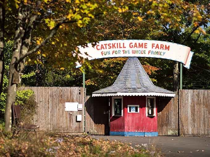 Autumn leaves frame this nostalgic entrance where generations of families once gathered&mdash;now reimagined as a unique place to rest your head.