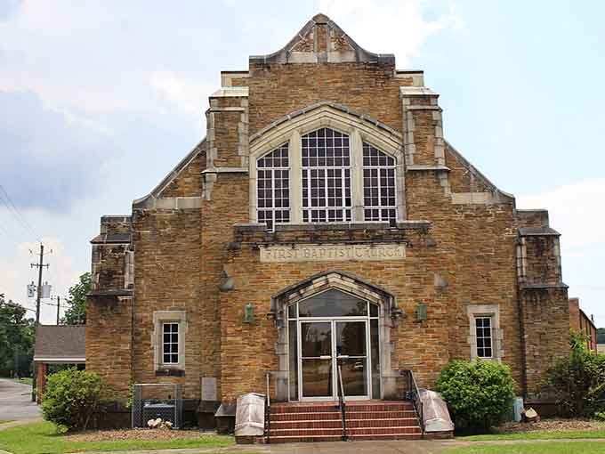 Classic brick architecture meets small-town charm in this beautifully preserved church that anchors the community's heart.