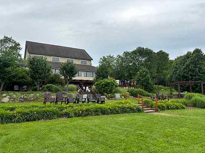 Comfortable seating scattered across manicured lawns invites you to settle in and forget about tomorrow's to-do list.