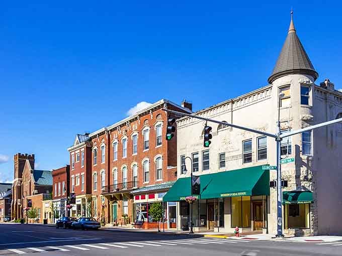 Versailles' beautiful downtown looks lovely and sunny, just waiting for you to stroll through and explore its unique historic charm.