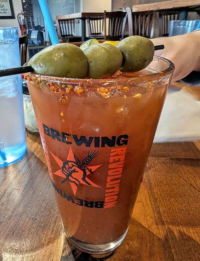 That Bloody Mary comes loaded with pickles like it's ready for battle against your weekend hangover.