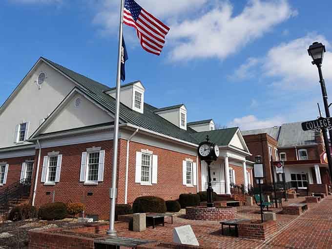 The American flag waving over classic brick and that town clock evoke every Norman Rockwell painting ever created.