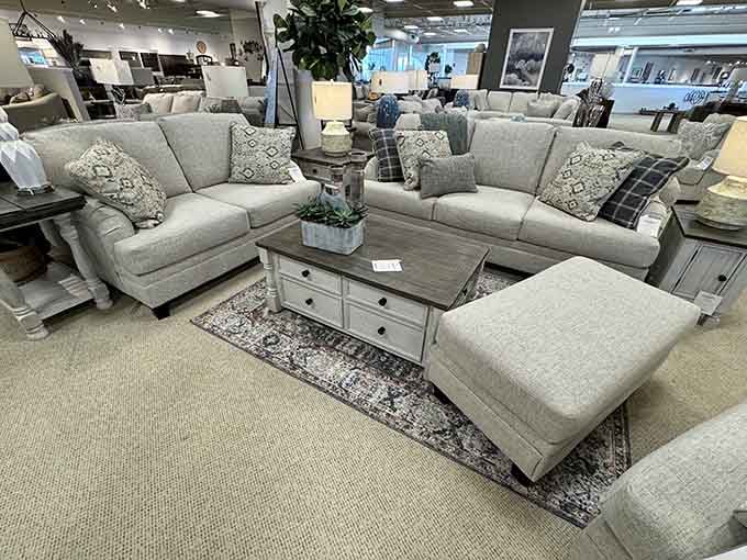 Furniture shopping at outlet prices means your living room can finally look like those magazine spreads.