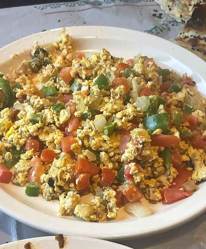 Shakshookah brings eggs and vegetables together in a colorful breakfast that beats cereal any day of the week.