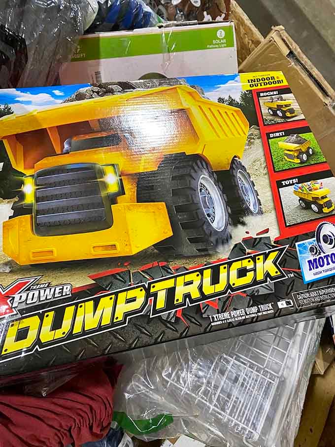 Your grandkids will absolutely lose their minds over this bright yellow beast of a toy truck.