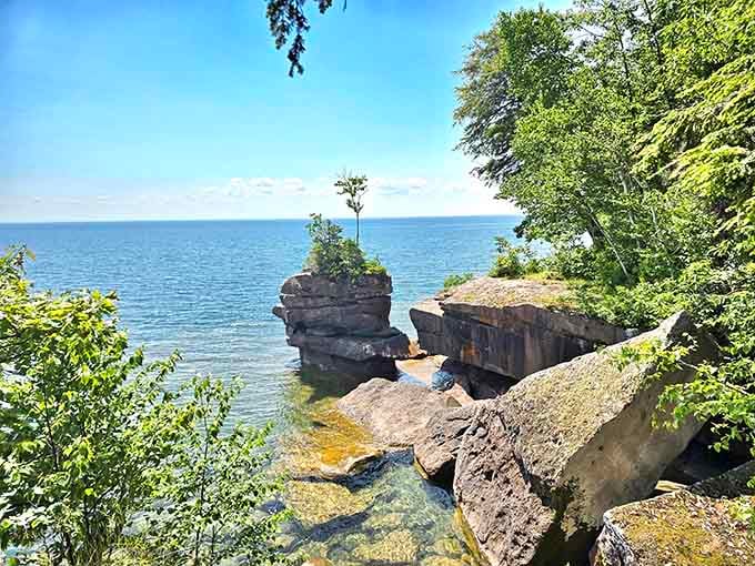 These weathered sandstone cliffs have been standing here for millennia, making your problems seem refreshingly insignificant.