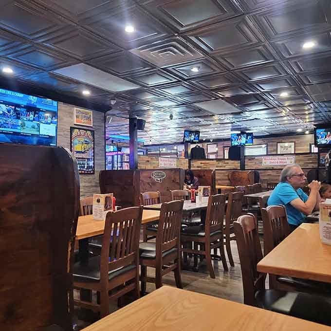 Spacious seating and multiple screens make this the perfect spot for game day gatherings with friends.