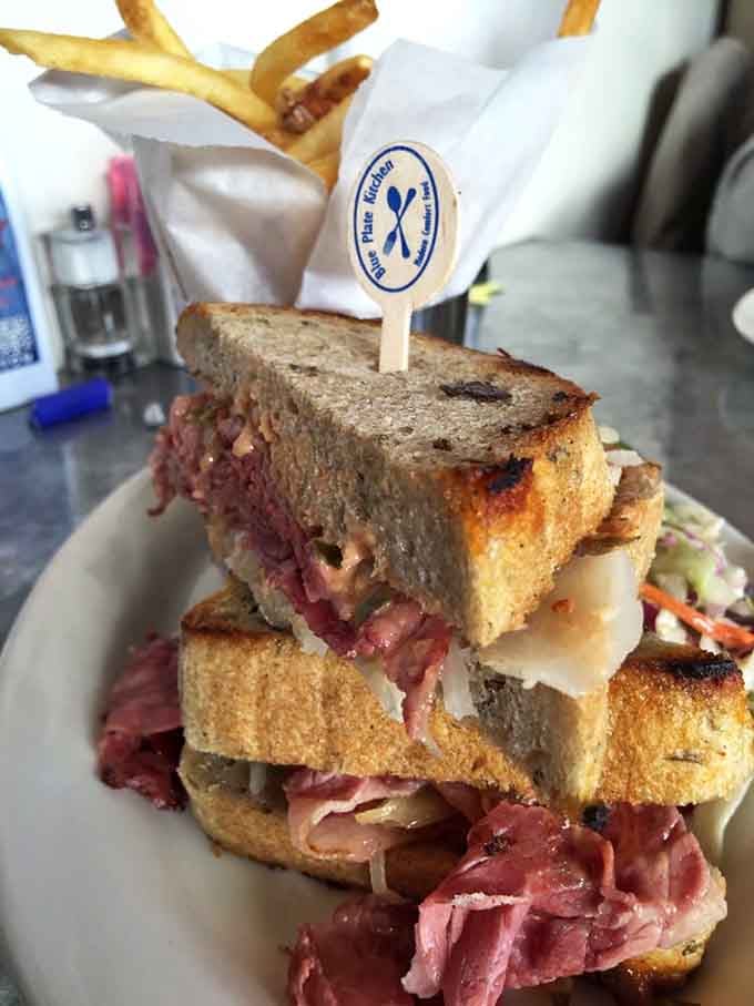 This towering Reuben situation is what happens when a deli sandwich decides to become your new best friend.
