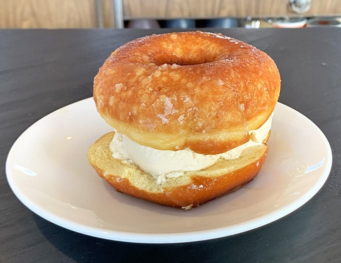 Someone brilliantly decided donuts needed to become ice cream sandwiches, and we're forever grateful for their genius.