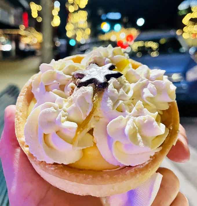 That lemon tart crowned with swirled meringue looks like something June Cleaver would serve at her fanciest party.