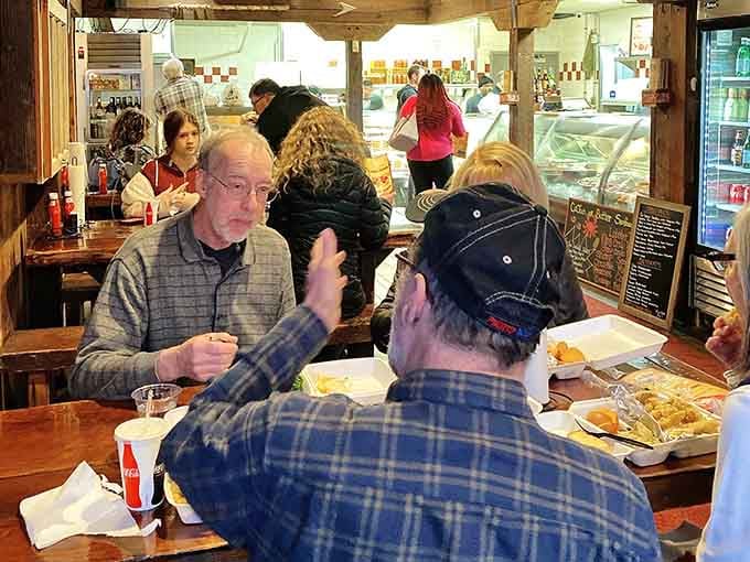 The dining room fills with folks who know good seafood when they taste it, ocean or no ocean nearby.