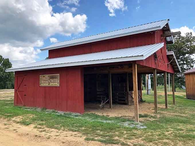 The Heathe Livery Stable's weathered red exterior practically begs you to imagine the horses that once called it home.