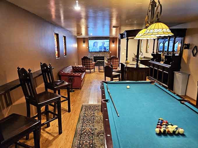 The recreation room where medieval charm meets modern entertainment in perfect harmony every single time.