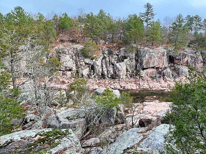 The pink granite glows in sunlight like Missouri's own little slice of the Southwest, minus the desert heat.