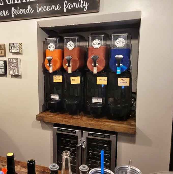 Frozen wine slushies on tap, because sometimes traditional just needs a delicious, icy upgrade.