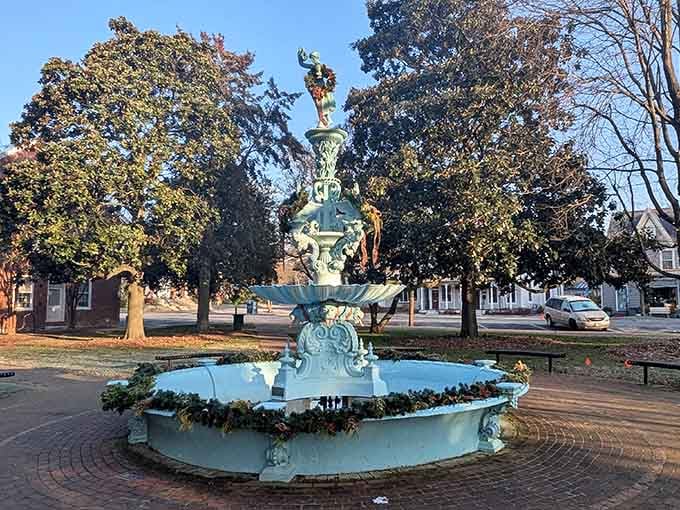 This ornate fountain anchors the town square, a gathering spot that's witnessed generations of community life.