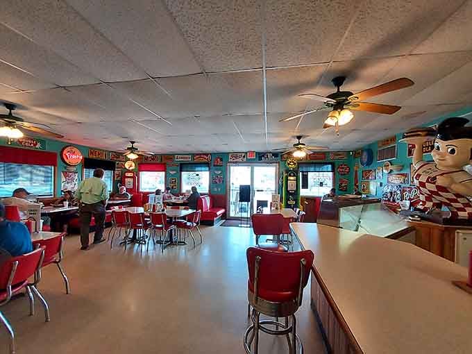 More retro charm than a sock hop, this dining room makes you want to order a milkshake and stay awhile.