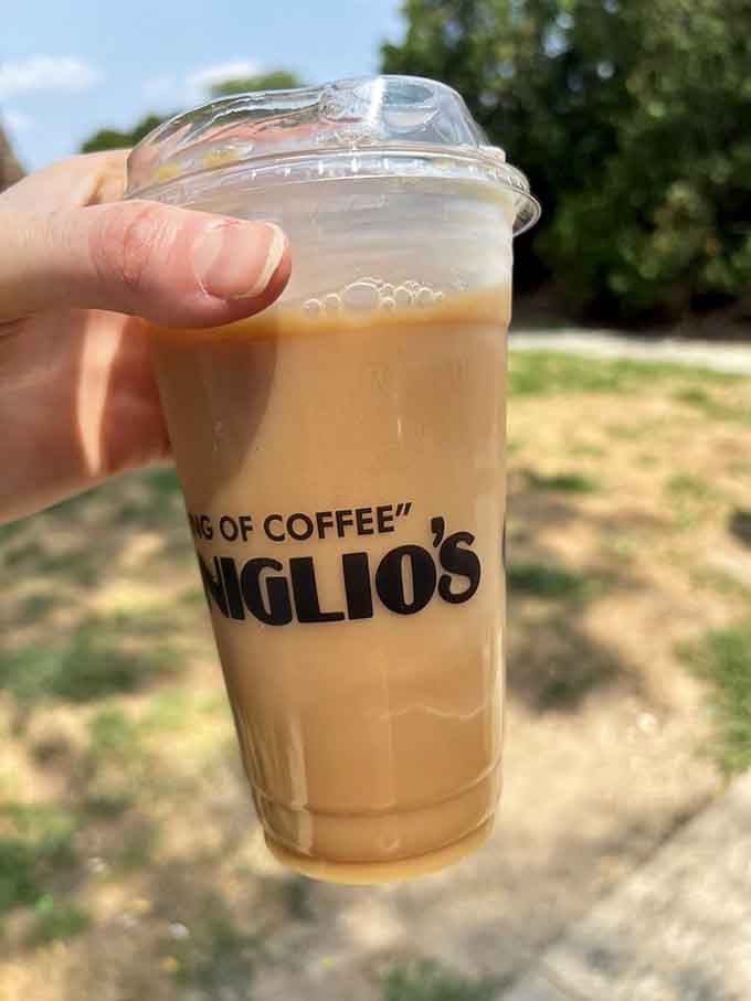 Iced coffee done right, because even time travelers need their caffeine fix on a warm afternoon.
