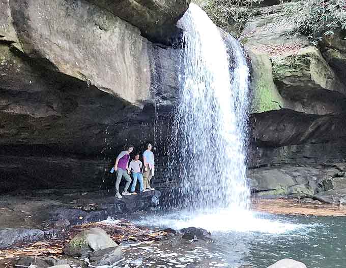 Standing behind the waterfall is basically Kentucky's version of walking through a car wash, but prettier.