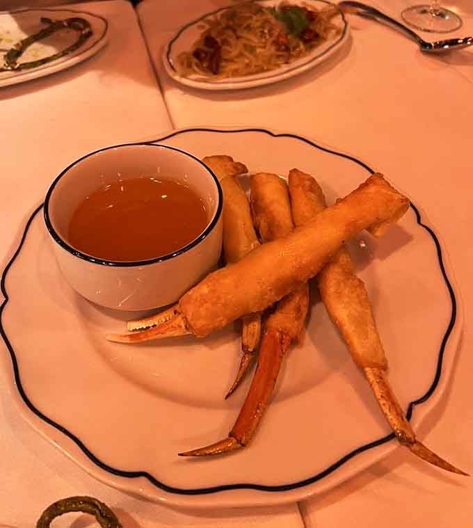 Behold the King Crab Rangoon, where actual crab legs meet cream cheese in a marriage made in fusion heaven.