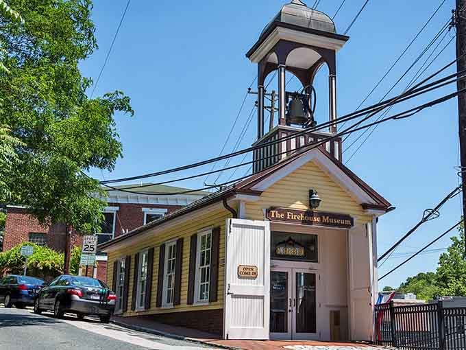 The Firehouse Museum stands proud with its bell tower reaching skyward, a reminder of when firefighting required serious upper body strength.