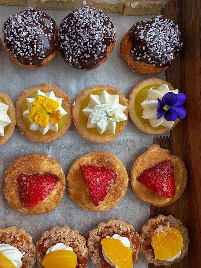 These miniature pastries decorated with edible flowers and fresh fruit are basically edible art you're allowed to devour guilt-free.