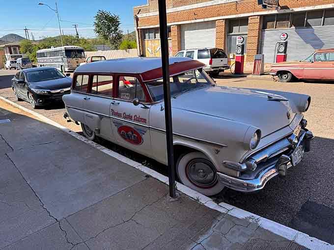 This two-tone Ford wagon could fit your whole bowling league inside, back when cars were measured in city blocks.