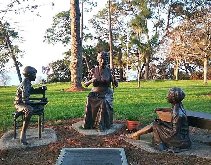 This bronze sculpture captures the timeless joy of storytelling, reminding us that some traditions never go out of style.