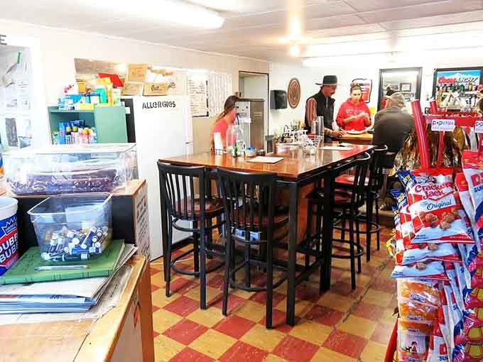 Simple tables and chairs create the perfect setting for fueling up before your next desert adventure.