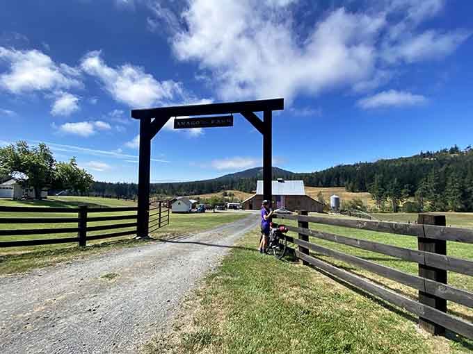 Ranch gates welcome you to pastoral perfection where the biggest decision is which adorable farm animal to photograph first.
