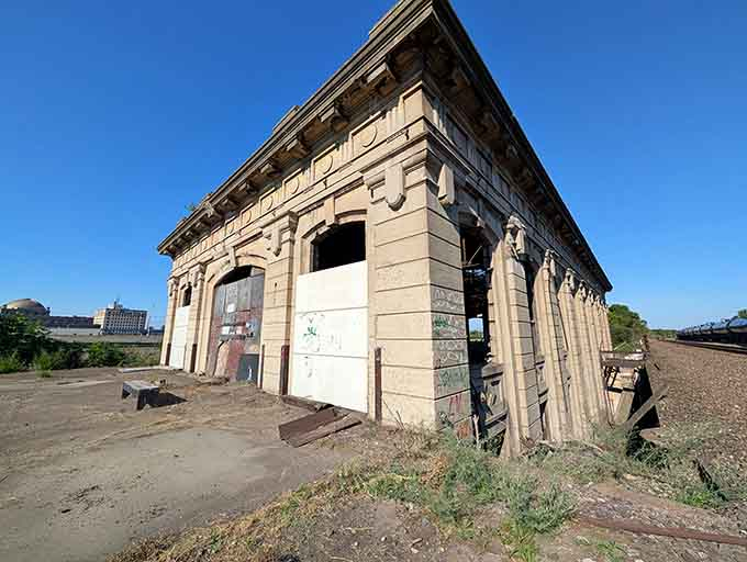 Classical stonework that would make any architecture professor weep, both from beauty and from loss.