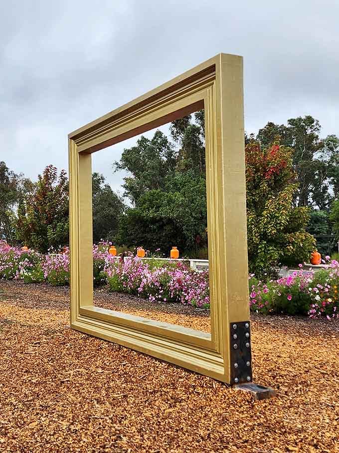 Step through this golden frame and suddenly the garden becomes a masterpiece worthy of the Louvre's finest walls.
