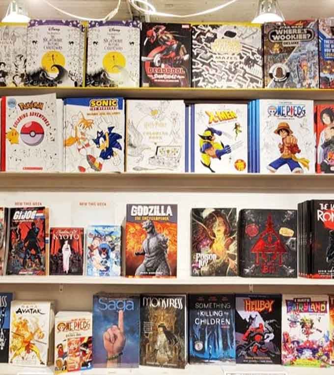 Shelves of adventure await in every direction, organized better than your high school locker ever dreamed of being.