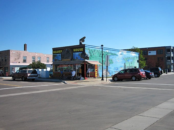 The Beaver House stands proud with murals that turn ordinary storefronts into canvases celebrating local character and charm.