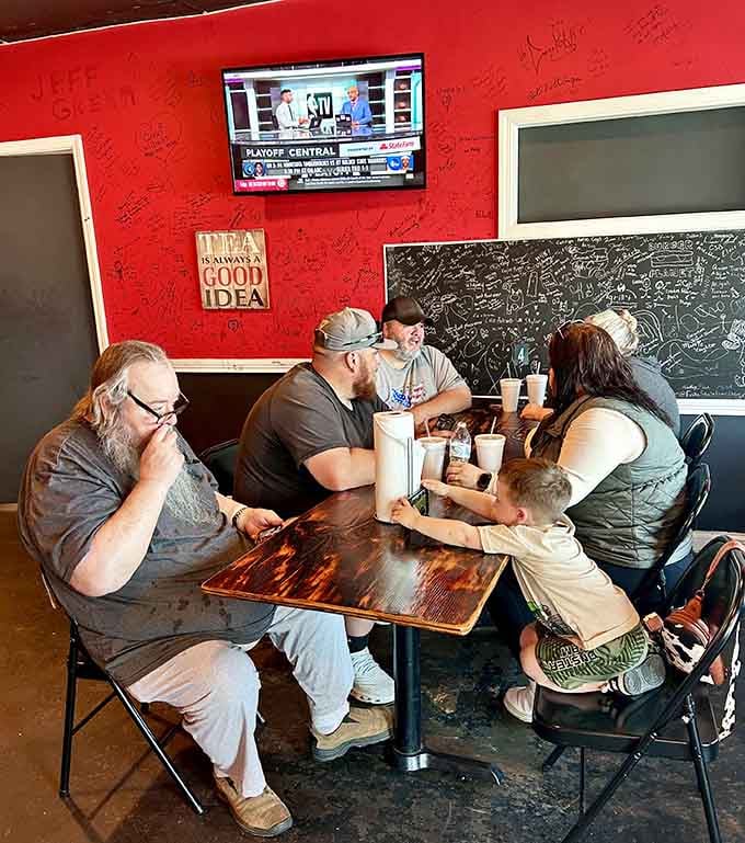 Real families enjoying real food together, which is exactly what a great barbecue joint should inspire.