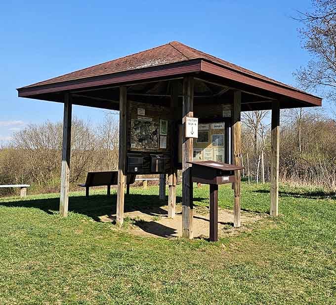 The information kiosk: your gateway to understanding why birds choose Michigan for their annual reunion tour.