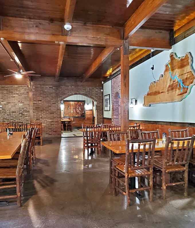 Rustic wooden beams and polished floors set the stage for meals that become cherished memories with every visit.