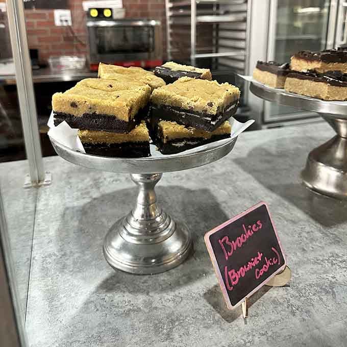 Brookies stacked like edible architecture, where brownies meet cookies and everyone wins at this delicious intersection of genius.
