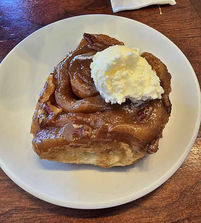 That massive cinnamon roll topped with whipped butter is basically a work of art you get to eat guilt-free.