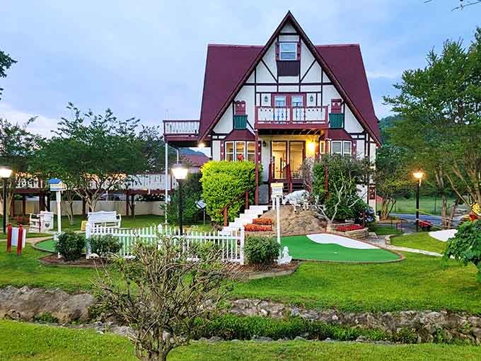 Mini golf surrounded by manicured gardens and Bavarian architecture turns putting practice into a genuine alpine adventure.