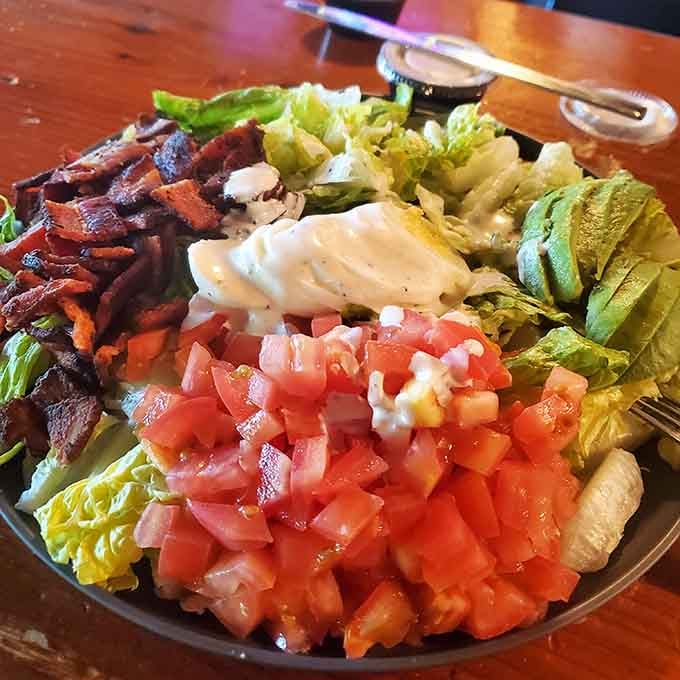 The Cobb Salad loaded with bacon, eggs, and everything good &ndash; because balance is important, right?