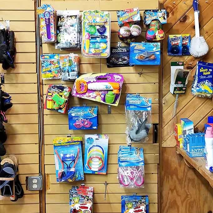 Water toys and summer fun supplies remind you that Long Lake isn't just about shopping, it's adventure.