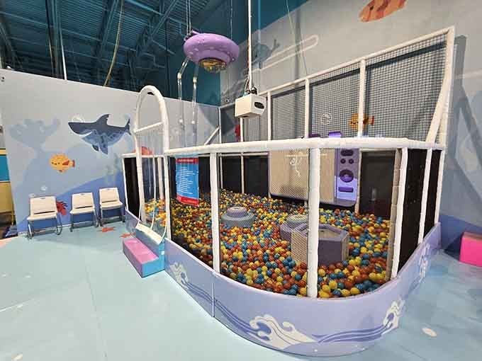 A ball pit shaped like a boat, proving that sometimes the journey matters more than the destination.