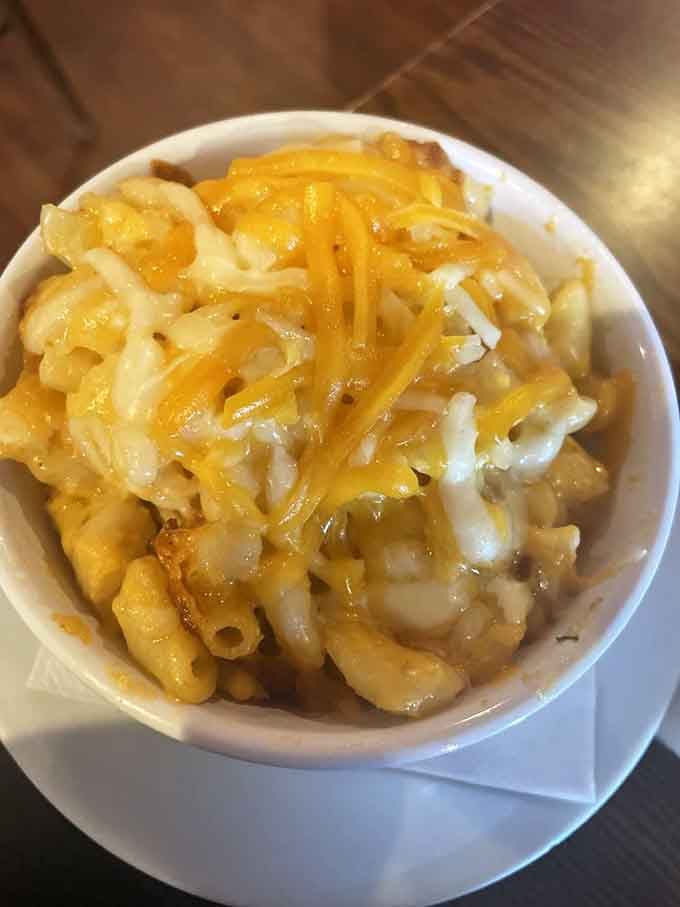 Mac and cheese so creamy and golden, it deserves its own spotlight on this menu.