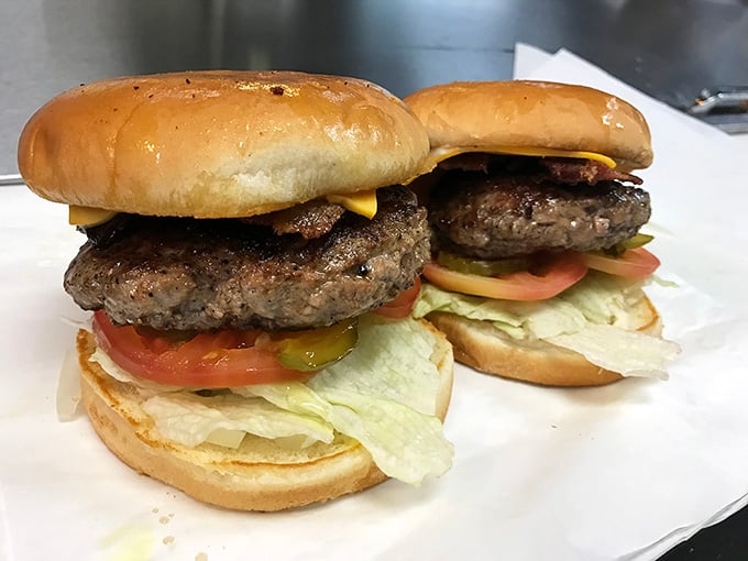 Two juicy burgers on soft buns remind us that simple done right beats fancy done wrong every time.
