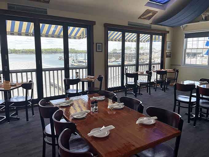 Window seats overlooking the harbor turn every meal into dinner theater, starring boats and beautiful sunsets.