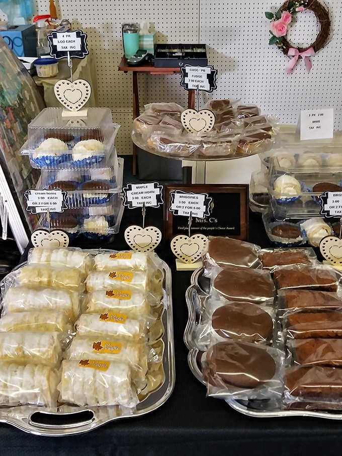 Homemade baked goods tempt shoppers with sweet rewards for all that bargain hunting, because treasure hunting burns serious calories.